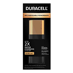 Duracell Rechargeable Powerbank 20100 mAh | 7 Day Portable Charger | Compatible with iPhone, iPad, Samsung, Android, Nintendo Switch & More | TSA Carry-On Compliant