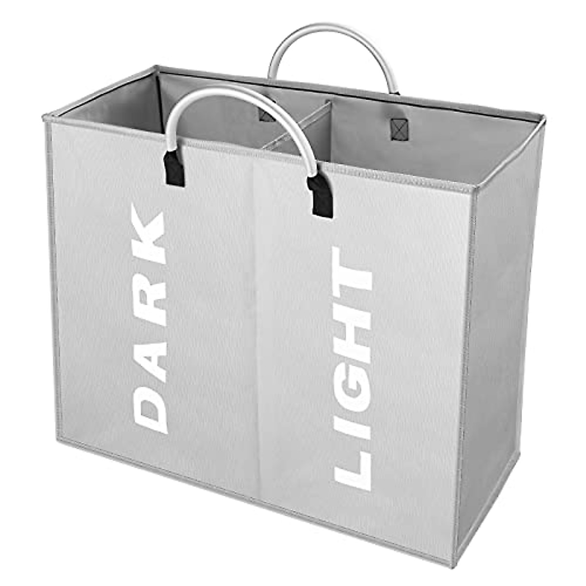 IHOMAGIC 88L Double Laundry Hamper with Handles, Freestanding Laundry Bag, Collapsible Storage Baskets, Portable Storage Hamper for Laundry Hamper, Toy Bins, Gift Baskets, Bedroom (Light Grey)