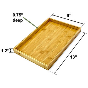 Bam & Boo - Natural Bamboo Serving Tray Modern Rectangular - for Food, Drinks, Decor, Vanity in Home, Kitchen, Bathroom, Coffee Table, Bed(Medium, 13” x 9" x 1.2")