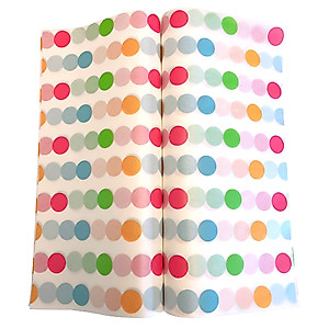 ZZJ 150 Spring Wax Paper Sheets Deli Wraps Tray&Basket Liner Deli Paper Polka Dot Printed Wax Paper Baking Paper Parchment Paper Greaseproof for Food 25 * 22cm (Colorful)