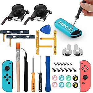 GeeRic, Joycon Joystick Replacement, 34 PCS Joycon Repair Kit Compatible with Switch OLED, Joycon Repair Kit Joystick Replacement Parts Set Compatible with Switch