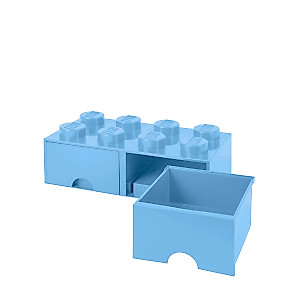 LEGO Brick Drawer, 8 Knobs, 2 Drawers, Stackable Storage Box, Light Royal Blue