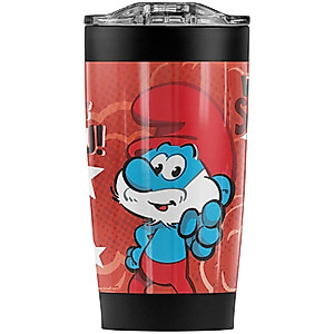 Logovision The Smurfs Papa Smurf We Smurf You! Stainless Steel 20 oz Travel Tumbler, Vacuum Insulated & Double Wall with Leakproof Sliding Lid Beverages