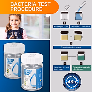 AAwipes Complete Water Testing Kits for Drinking Water 100 Strips + 2 Bacteria Tester Kits 17 in 1 Well, Tap, Drinking Water, City Water Testing Strips (100)