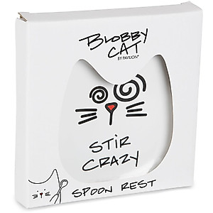 Pavilion Gift Company Blobby Cat, Cat Spoon Rest "Stir Crazy", 5", White