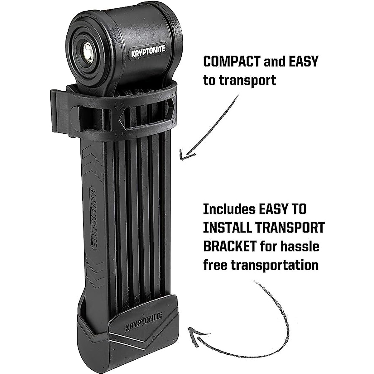 Kryptonite Keeper 510 Folding Bike Lock, Compact Lightweight High Security Anti-Theft Foldable Bicycle Lock with 2 Keys and Mount for E-Bikes Scooter Road Mountain Bikes, 100cm (39in),Black