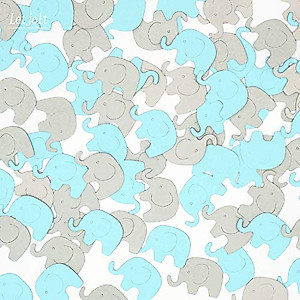 Blue Elephant Confetti Elephant Scatter Baby Shower Decoration for Boy Baby Shower Birthday Party Elephant Theme Party Supplies Gender Reveal Party Decoration (Blue+Gray) 100 Pcs