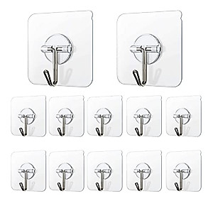 COLOGO Adhesive Hooks 20 Pack 22lb(Max) Adhesive Wall Hooks, Heavy Duty Self Adhesive Hooks for Kitchens, Bathroom, Office
