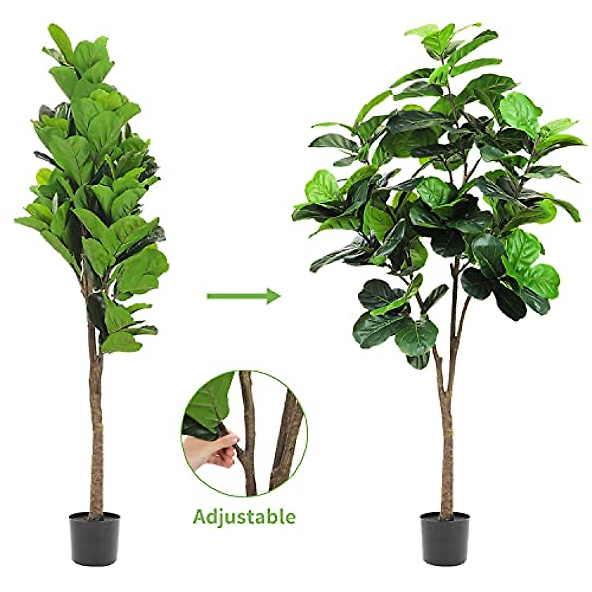 Realead 6ft Artificial Plant Fiddle Leaf Fig Tree Fake Tree in Pot Natural Faux Tree with 128 Leaves Ficus Lyrata Greenery Plant Indoor Outdoor Decor for House Home Office Perfect Housewarming Gift