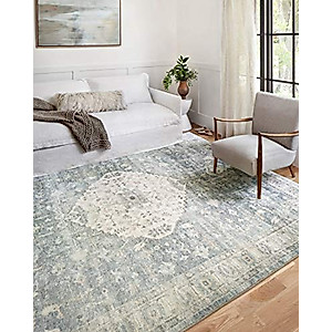Loloi II Rosette Collection ROS-07 Denim/Fog, Traditional 7'-6" x 9'-6" Area Rug