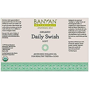 Banyan Botanicals Organic Daily Swish Mint Travel Packets - 12 ct - Ayurvedic Oil Pulling Mouthwash Oil for Oral Health - Coconut Oil Blend for Teeth and Gums
