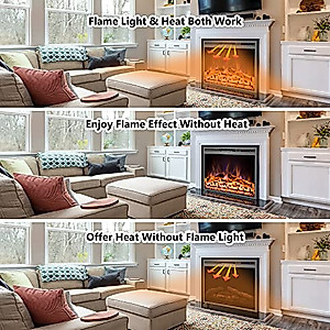 Kentsky Electric Fireplace, 33" Electric Fireplace Inserts, Recessed Fireplace Heater with Remote Control, Adjustable Flame Colors, Timer&Overheating Protection, 750/1500W