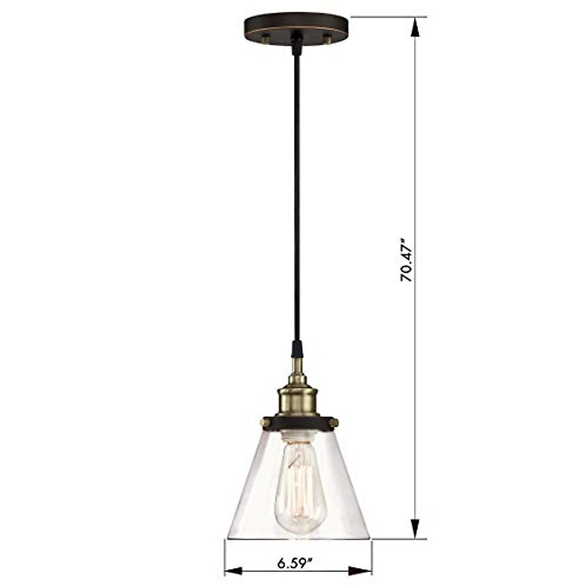 YaoKuem Pendant Lighting Fixture, Hanging Ceiling Lights, E26 Medium Base Max. 60 Watts, Clear Glass Cover, Bulbs not Included, 2-Pack