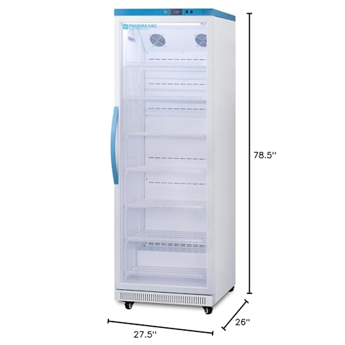 Summit Appliance ARG18PV Performance Series Pharma-Vac 18 Cu.Ft. Upright Glass Door All-refrigerator with Silver-ion Handle, Interior Light, Access Port and Hospital Grade Cord Green Dot Plug, White