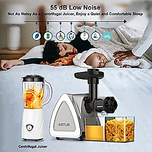 Juicer Machines,KOTLIE Juicer,Easy to Clean,Cold Press Juicer,Juicer Machines Vegetable and Fruit,High Juice Yield Slow Juicer,Slow Juicer with Two Special Container,Brush,Silver Juice Extractor