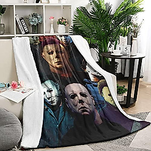 Horror Movie Watching Halloween Throw Blanket Scary Movie Fuzzy Flannel for Couch Sofa or Bed 50inch*60inch