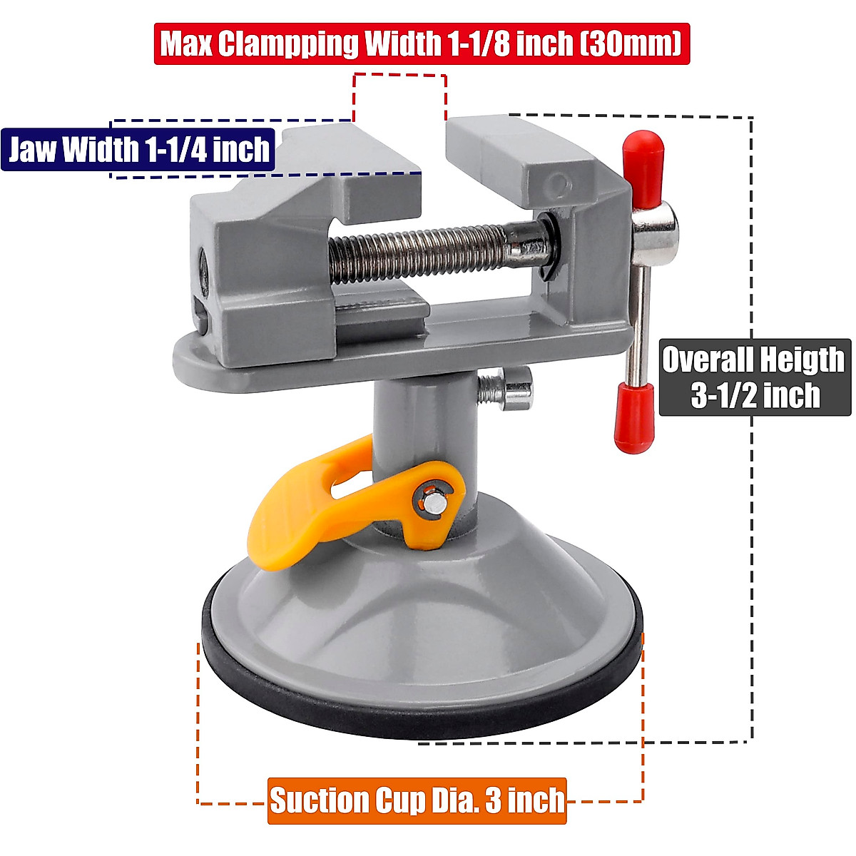 Yakamoz Mini Bench Vise 360 Degree Suction Vise Small Table Vice Clamp Workbench Vise for Jewelry Making DIY Wood Craft Carving Breads Drilling Bed Tool
