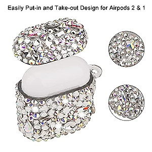 Luxurious Rhinestone AirPods Case, Protective Bling Diamonds AirPod Charging Protective Case Cover for Apple I10/I12 TWS (Art Silver)