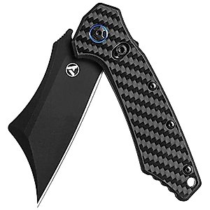 AEMEXT Pocket Knife EDC Folding Knife Assisted Opening Knives with D2 Steel Blade and Carbon Fiber Handle for Outdoor Tactical Survival Camping Hiking Fishing, Black Pocket Knife for Men & Women