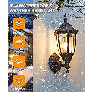 FUDESY Outdoor Wall Porch Lights, Exterior Waterproof Wall Sconce Light Fixture, Black Plastic Wall Lantern Wall Mount Lighting for Front Door, Garage, Patio, FDS341B2 (Bulb Included)