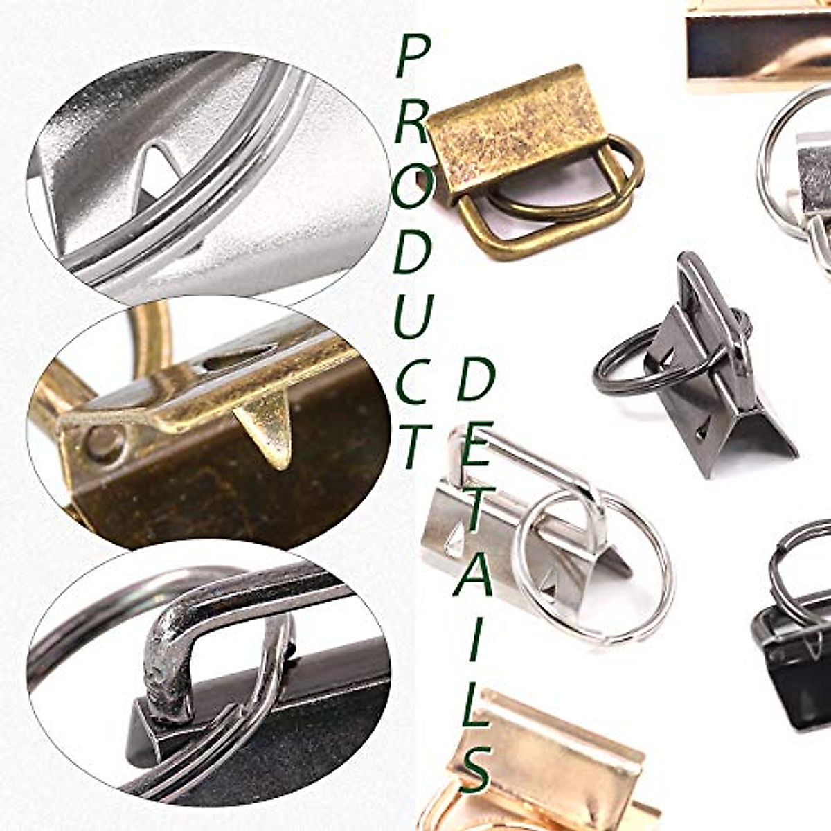 Keadic 41 Sets 1 Inch 4 Colors Key Fob Hardware with Key Fob Plier Kit, Glass Cutting Tool Attached with Rubber Tips, Perfect for Wristlet Key Fobs, Key Lanyard and Key Chain Making Hardware Supplies