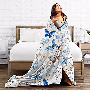 Butterfly Flannel Blanket Boys Girls Adult Throw Blanket Soft Fleece Lightweight Blanket for Home Office Couch Decor 60 X 50 Inches