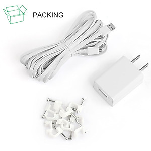 ALERTCAM Power Adapter for Ring Indoor Cam and All-New Ring Indoor Cam (2nd Gen), with 25Ft/7.5m Flat Charging Cable Continuously Charge Your Camera (NOT Compatible with Ring Stick Up Cam)