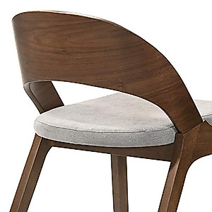 Armen Living Polly Mid-Century Modern Dining Accent Chairs Finish Fabric-Set of 2, 20" Wide, Walnut/Grey