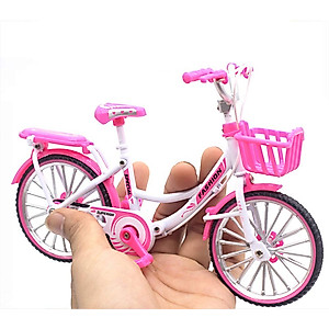 Ailejia Finger Racing Bicycle Mountain Bike Cake Topper Mini Dirt Bike Bicycle Model Cool Boy Toy (Pink)