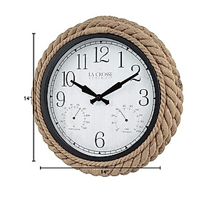 La Crosse Clock 433-3836 14-inch Rowan Indoor/Outdoor Rope Analog Quartz Wall Clock