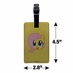 My Little Pony Fluttershy Face Rectangle Leather Luggage Card Carry-On ID Tag