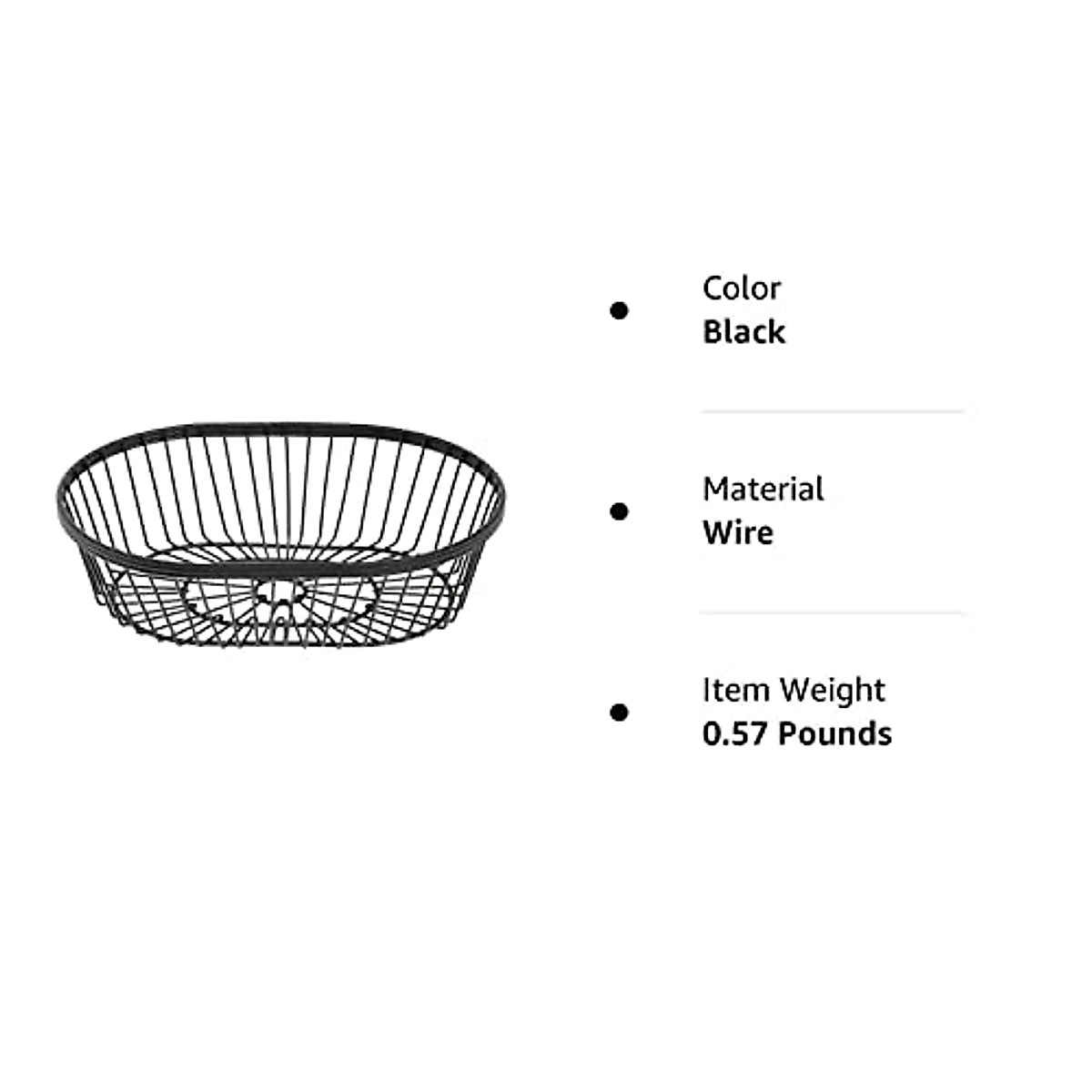 American Metalcraft WBBV90 Wire Basket, Oval Black 9" L x 6" W x 2 ¾" H