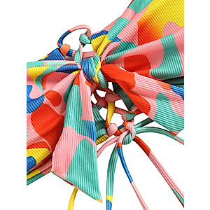 ZAFUL Knotted Bandeau Bikini for Women Strapless Swimsuits High Cut Bathing Suit Sexy 2 Piece Swimwear Pink Print M