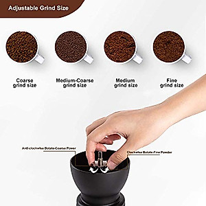 PARACITY Manual Coffee Bean Grinder with Ceramic Burr, Hand Coffee Grinder Mill Small with 2 Glass Jars(11OZ per Jar) Stainless Steel Handle for Drip Coffee, Espresso, French Press, Turkish Brew