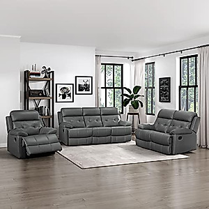 Lexicon Inkwood Wall-Hugger Manual Double Reclining Loveseat, Dark Gray