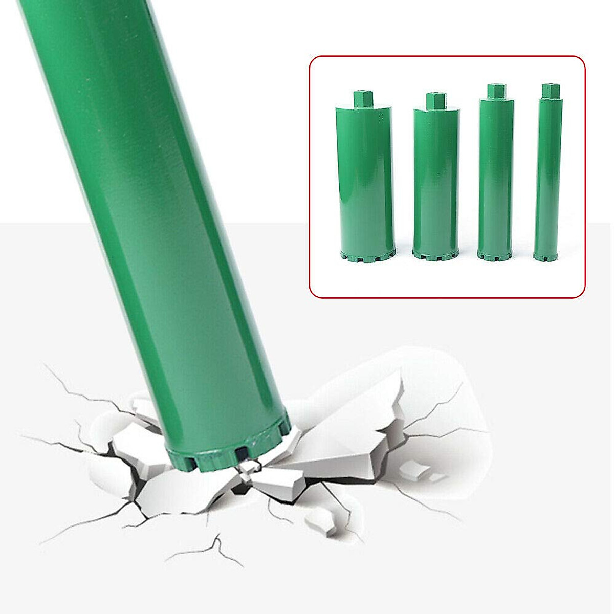 BJTDLLX 4PCS Drill Bit Set, M22 Drill Bit Combo Wet Diamond Core Drill Bit Hole Saw 2'' /3'' /4''/ 5'' Fit Concrete/Granite/Marble (Green Series)