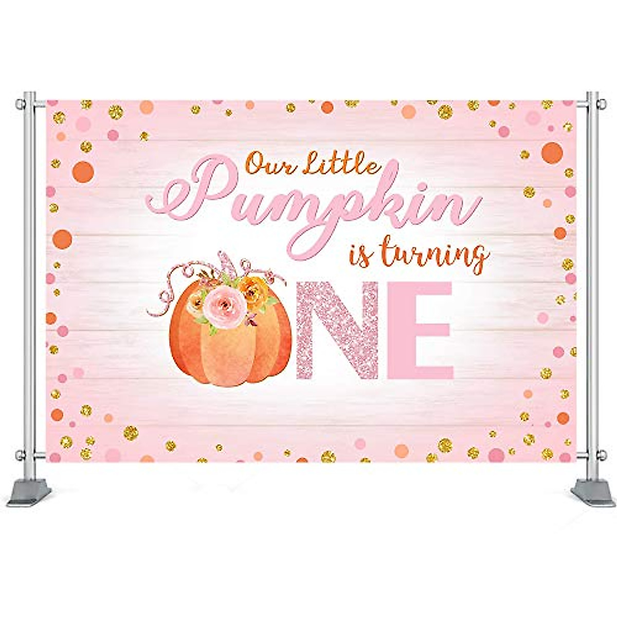 Avezano Pumpkin 1st Birthday Backdrop Fall Pumpkin First Birthday White Wood Background Vinyl Our Little Pumpkin is Turning One Girls Birthday Party Decoration Banner (7x5ft)
