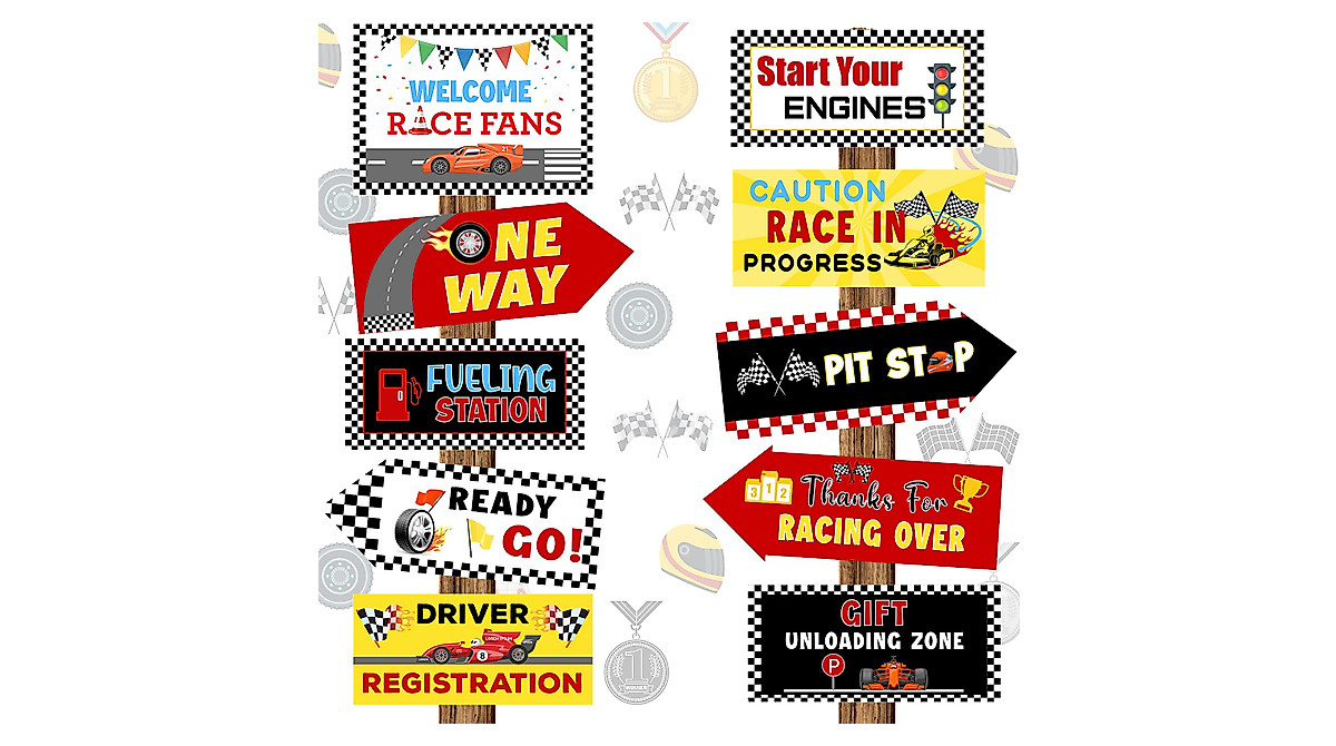 Race Car Party Signs & Decor: 20 Pcs for Ultimate Party Fun