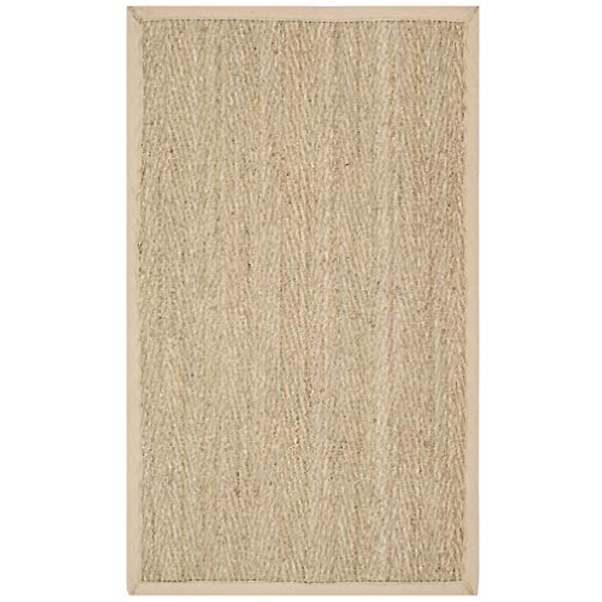 SAFAVIEH Natural Fiber Collection Accent Rug - 3' x 5', Natural & Beige, Border Herringbone Seagrass Design, Easy Care, Ideal for High Traffic Areas in Entryway, Living Room, Bedroom (NF115A)