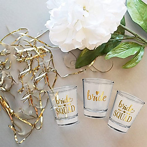LADY & HOME Bride and Bride Squad Bachelorette Party Shot Glasses-2.5oz,Set of 10,1 Bride and 9 Bride Squad Shot Glasses,Perfect Bridesmaid Gifts for Women and Bachelorette Party Favors (Squad)