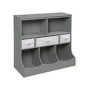 Freestanding Combo Shelf Cubby Bin Storage Organizer Unit with 3 Baskets