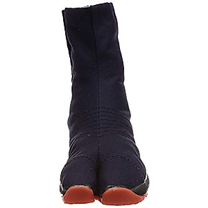 Japanese Cushioned Tabi Shoes Air Jog V 6 Clasps Toe Boots Short Version (12.5 Wide Women/11 Medium Men, Navy)