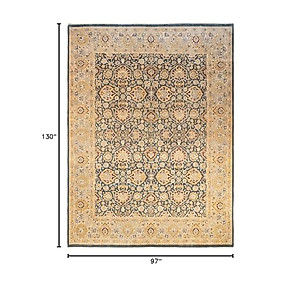 One of a Kind Hand Knotted Hand Made Wool Traditional Oriental Mogul Gray 8 X 10 Area Rug