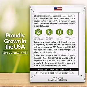 Survival Garden Seeds - Straightneck Summer Squash Seed for Planting - Packet with Instructions to Plant and Grow Yellow Squash in Your Home Vegetable Garden - Non-GMO Heirloom Variety