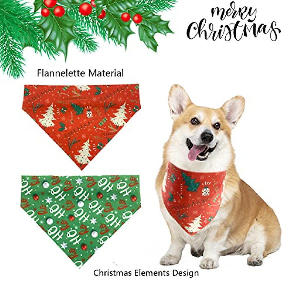 Vehomy Dog Christmas Costume - Christmas Dog Cat Tutu Skirt with Bell and Bow Tie Pet Xmas Hat Hairpin and Christmas Dog Bandanas Puppy Kitty Xmas Accessories for Cats Small Medium Dogs 5Pcs