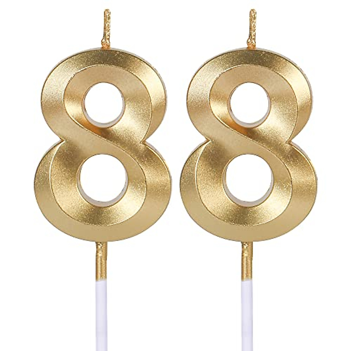 Gold 88th Birthday Candles for Cakes, Number 88 Candle Cake Topper for Party Anniversary Wedding Celebration Decoration