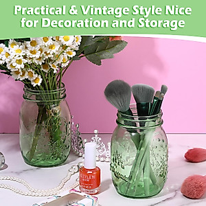 Pinkunn 12 Pcs Mason Jars with Lids 16 Oz Regular Mouth Pint Canning Jars Vintage Glass Jars Bulk Airtight Multifunction Mason Jars for Storage Canning Pickling Preserving Fermenting DIY Craft (Green)