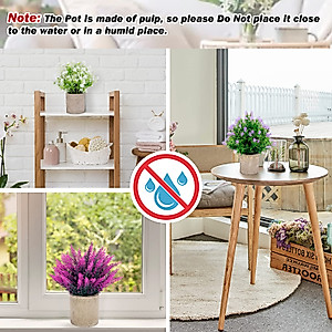 FUNARTY Fake Plants 3pcs Small Potted Plants Mini Artificial Small Flower 10” Faux Greenery Plants Indoor Lavender Pot for Garden Lawn Balcony Office Home Desk Decoration