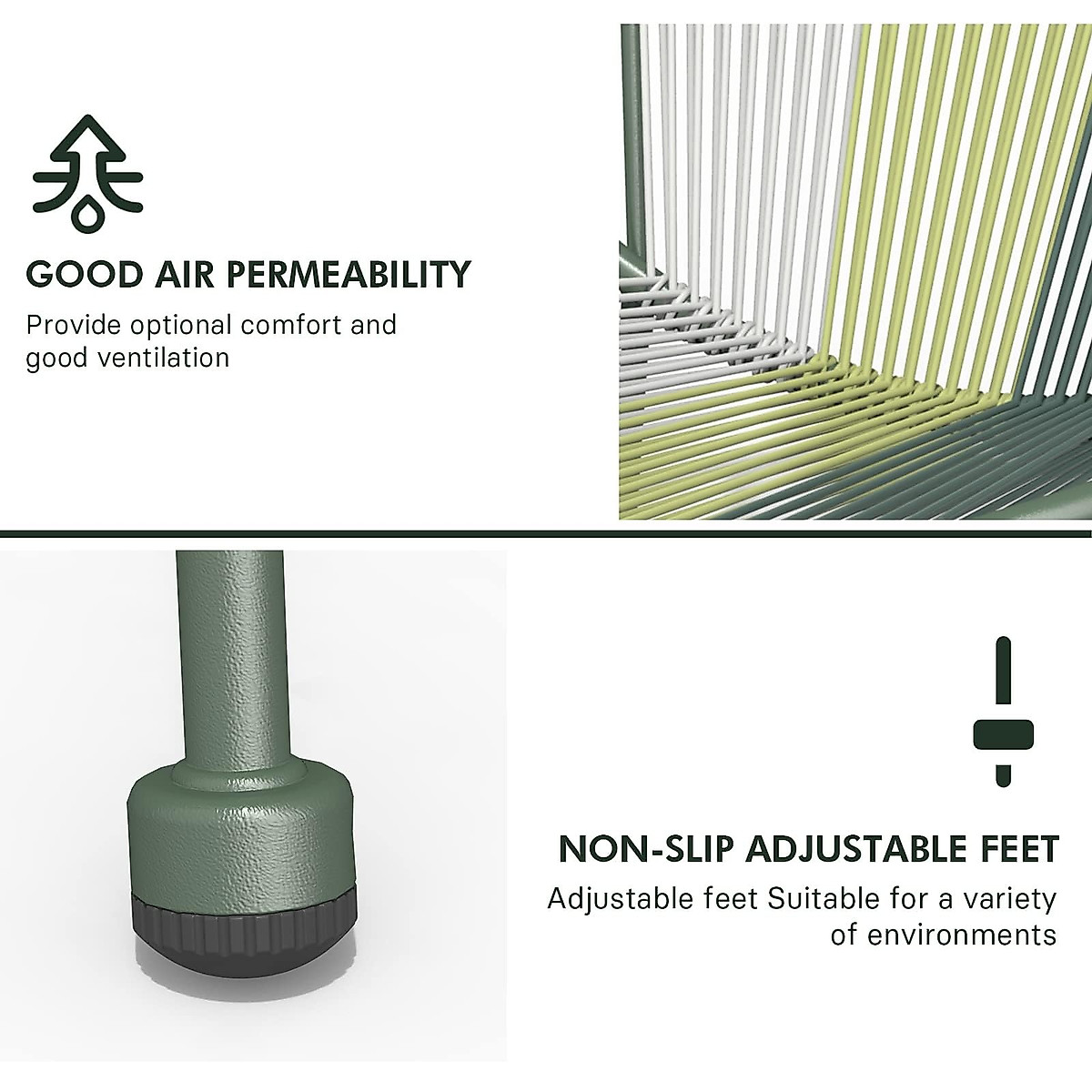 Grand patio 3-Piece Outdoor Acapulco Chair Set, Patio Furniture Set with Wicker Rope, Bistro Table and 2 Low Seat Chairs, Cool Olive Green