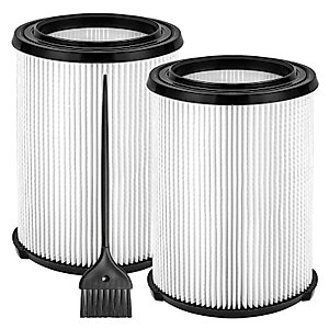 Gazeer 2-Pack VF4000 Filter for Ridgid Shop Vac,Standard Wet/dry Vac Filter Replacement Compatible with Ridgid 5-20 Gallon and Husky 6-9 Gallon Wet/Dry Vacuums Cleaner
